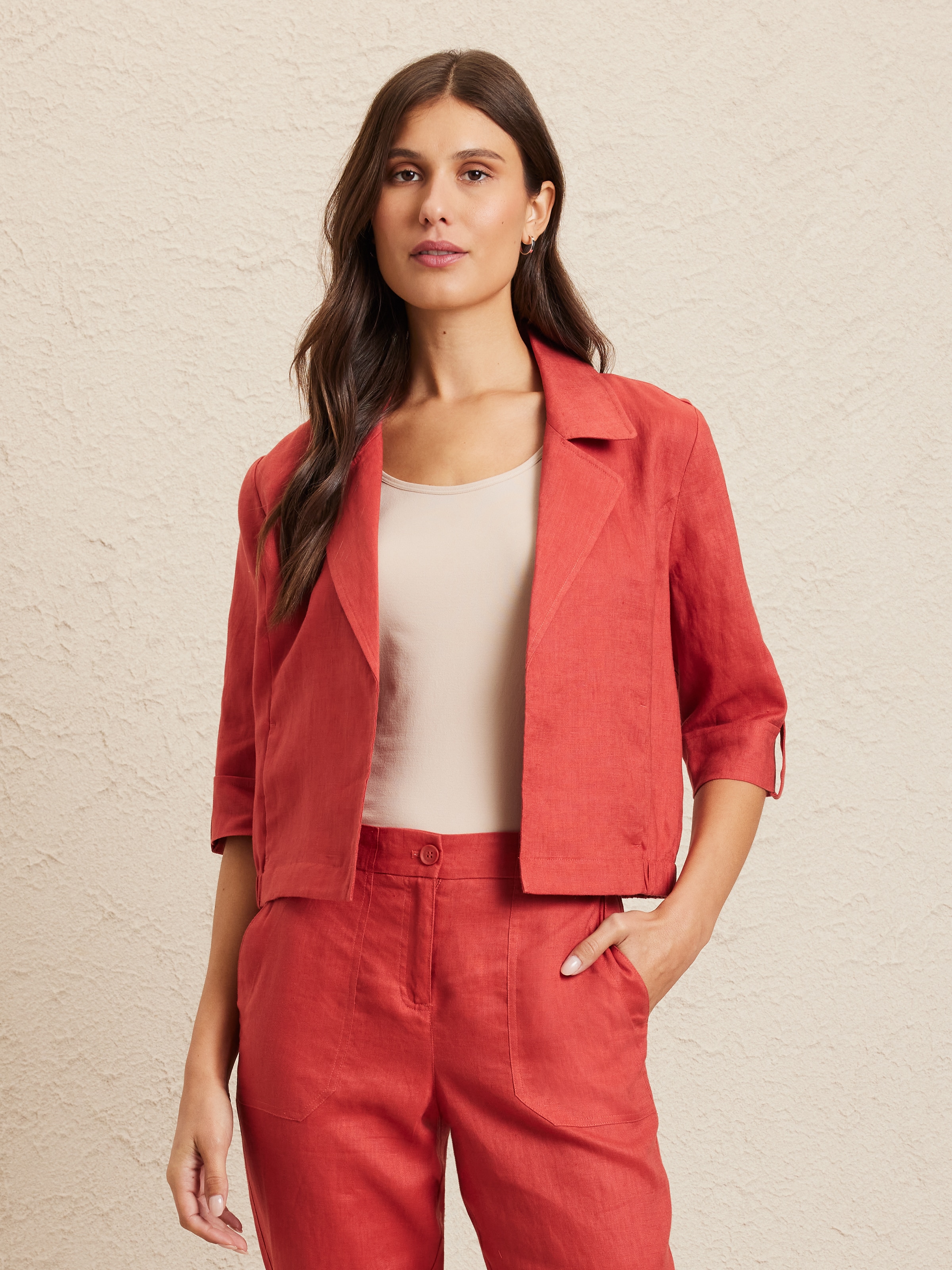 Linen Elastic Back Jacket - JacquiE Online