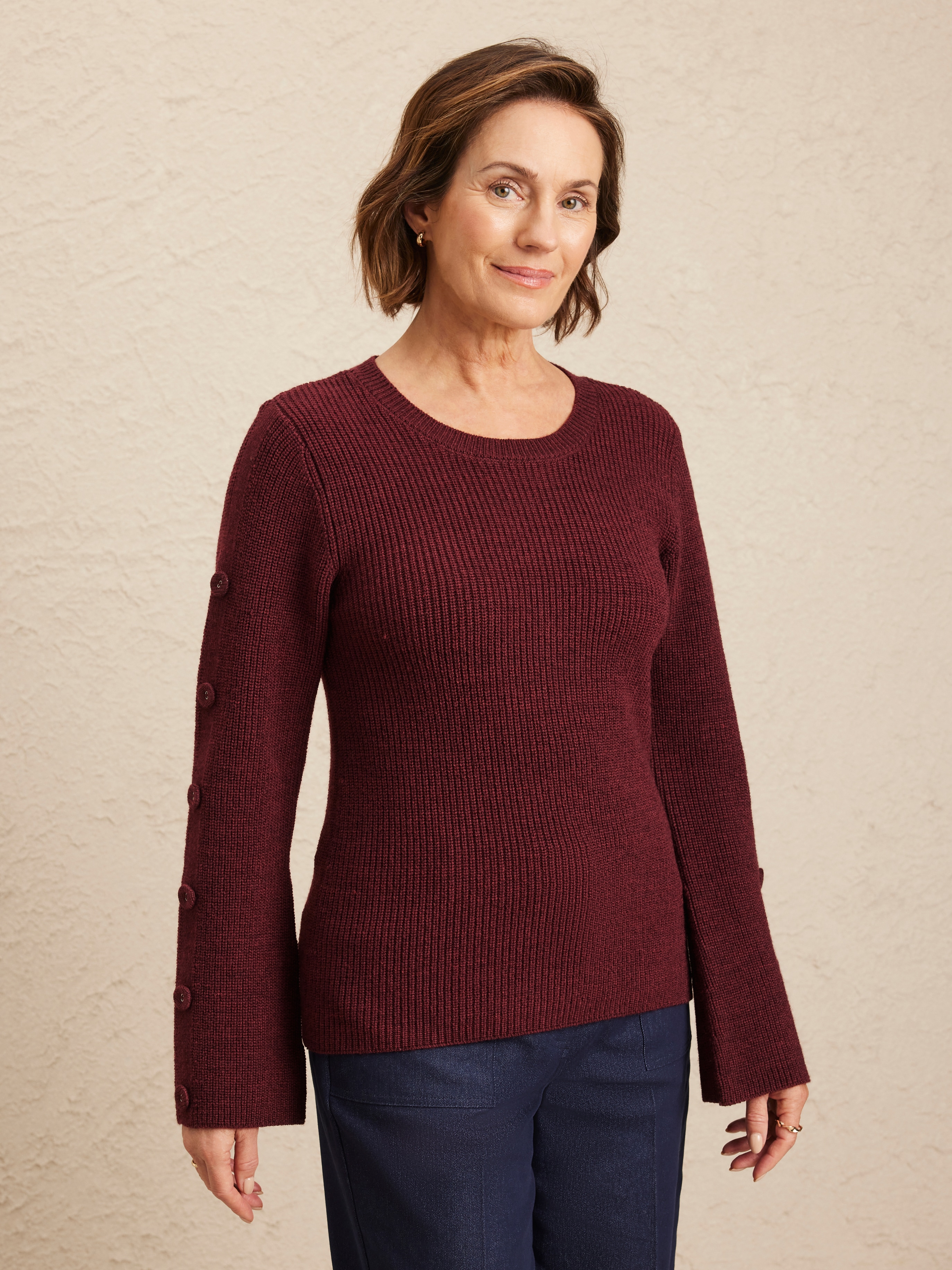 Long Sleeve Billie Button Detail Jumper - JacquiE Online