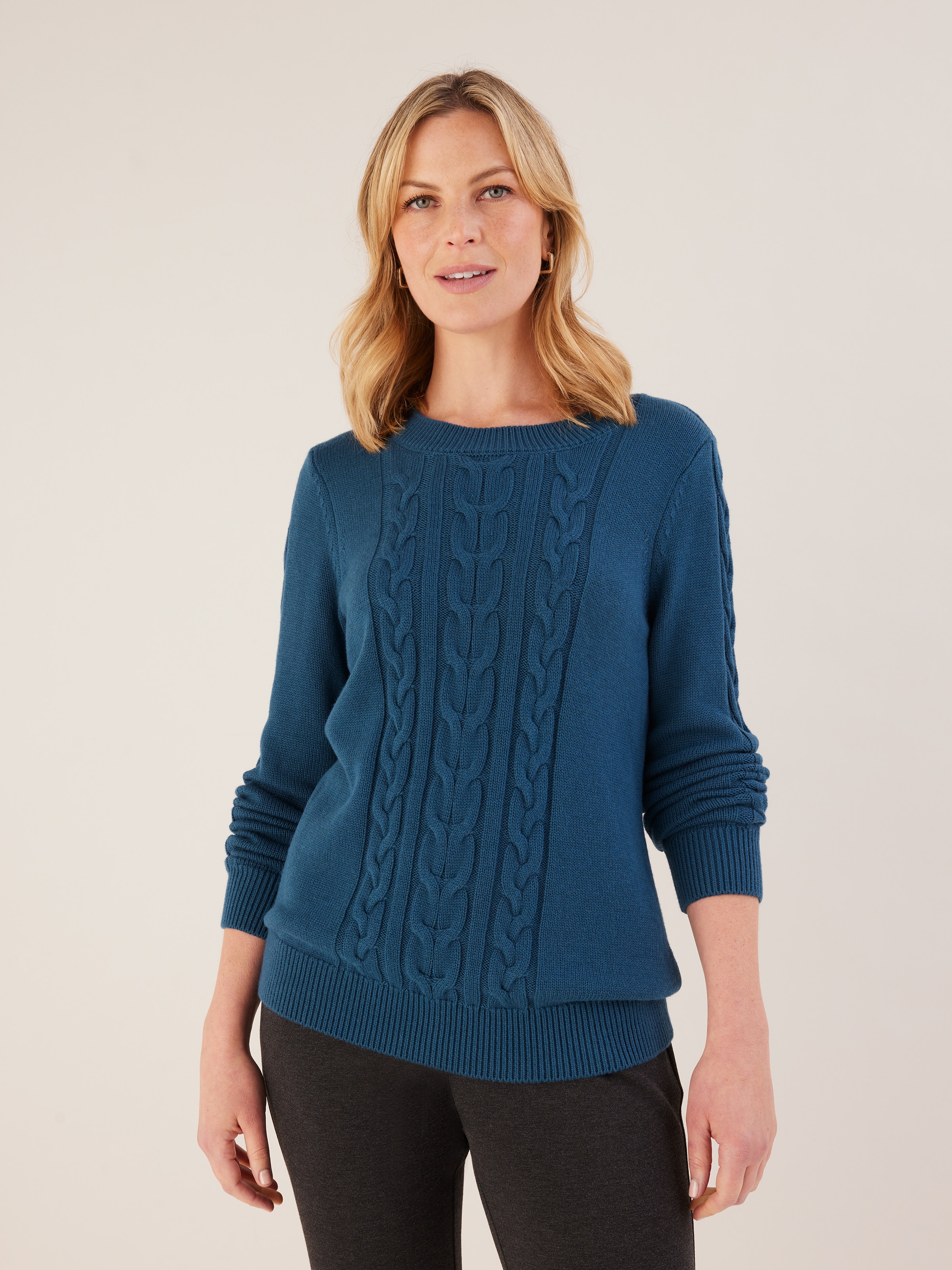 Carly Centre Cable Jumper Storm Blue - JacquiE Online