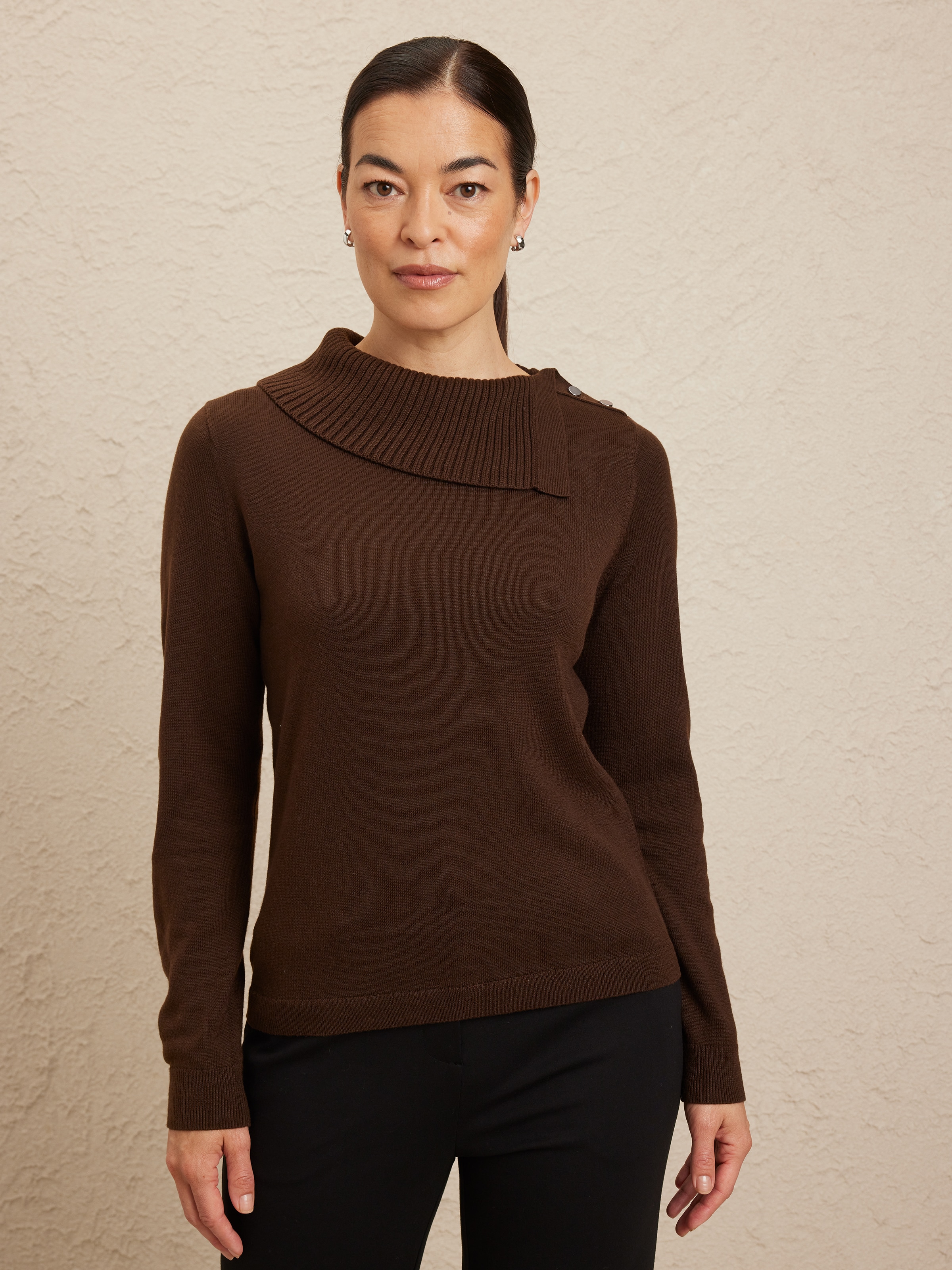 Ellie Button Roll Neck Jumper - JacquiE Online