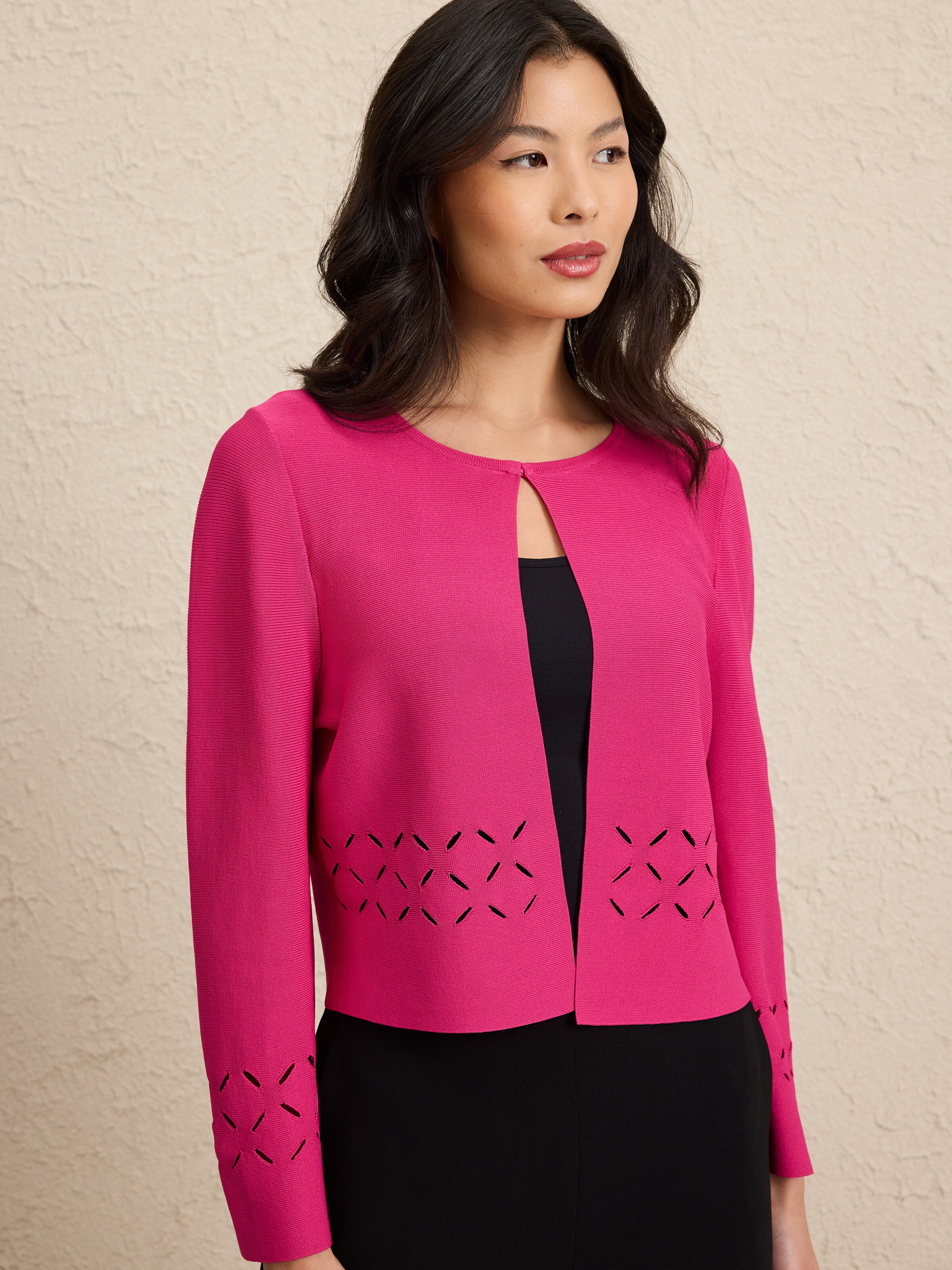 3/4 Sasha Cut Out Crop Cardi Sweet Pea - JacquiE Online